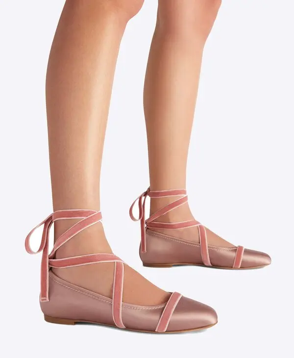 MALONE SOULIERS Spencer Ballerina Flats With Tie Fastening - Lavender