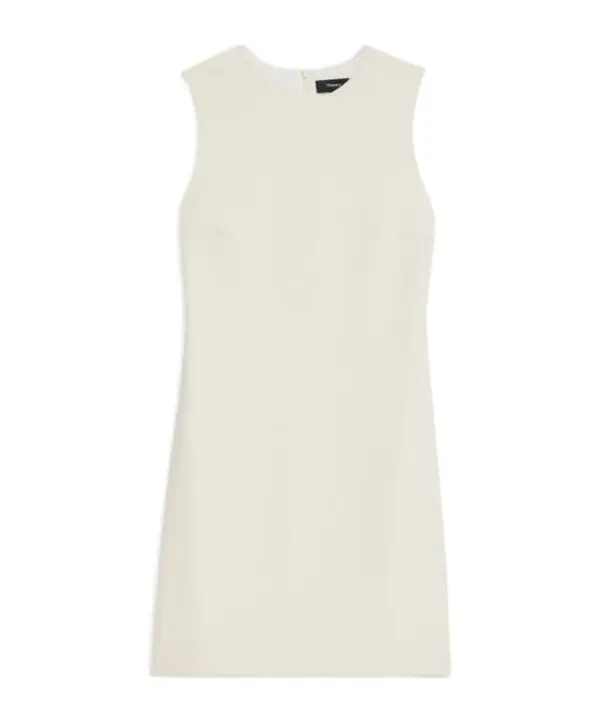 Theory Crewneck Sleeveless Shift Dress - Beige