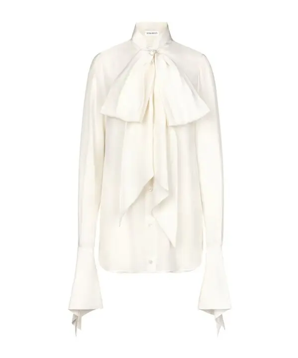 Nina Ricci Pussy-bow Collar Silk Shirt - White