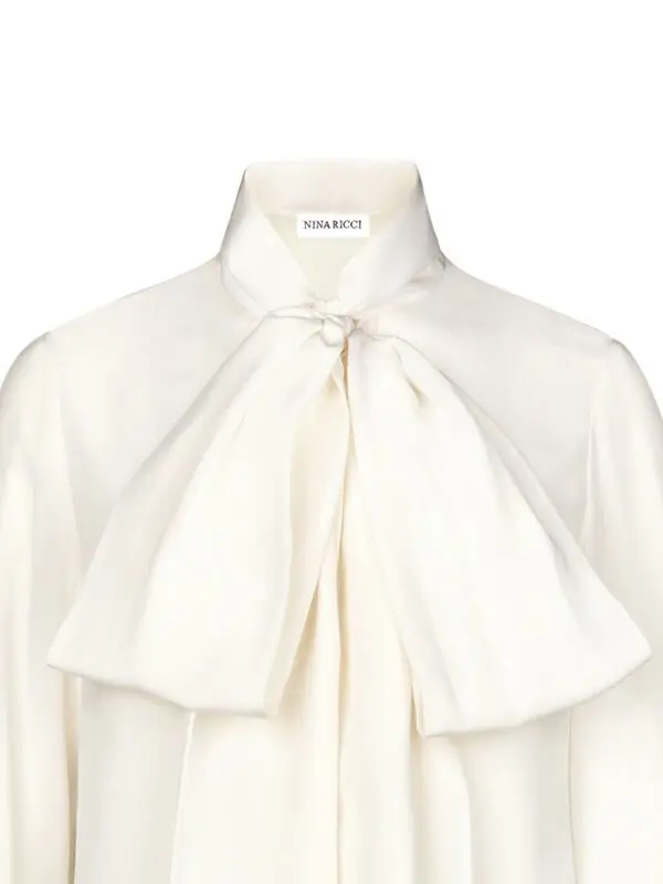 Nina Ricci Pussy-bow Collar Silk Shirt - White