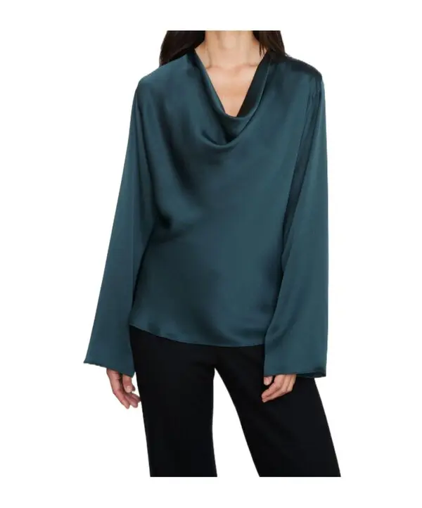 Vince Long-sleeved Blouse With Pleated Neck