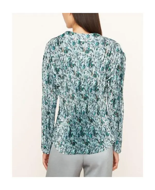 Vince Berry Blooms V-neck Pleated Shirt