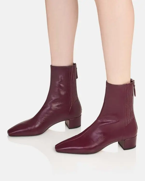 AQUAZZURA Honore Square-toe Ankle Boots - Red