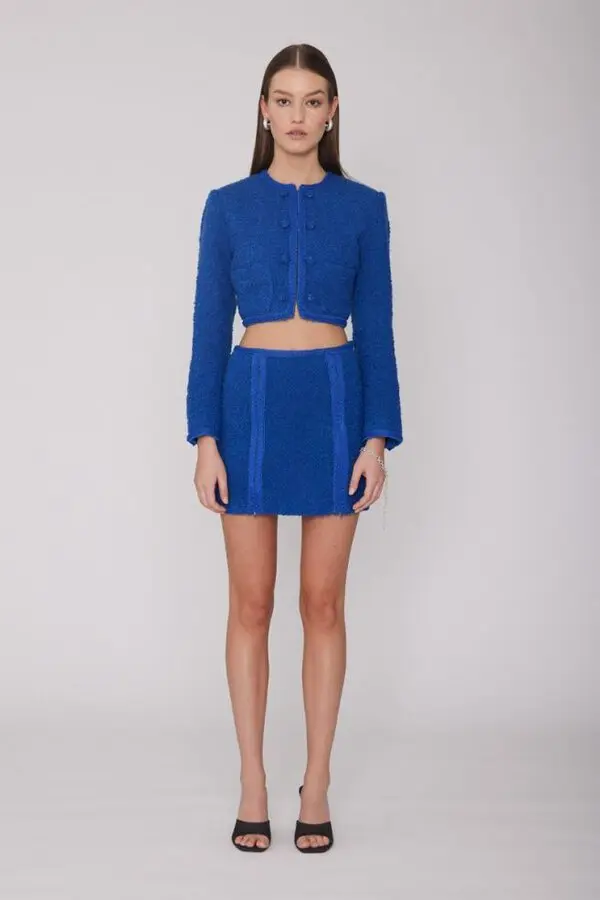 ROTATE BY BIRGER CHRISTENSEN Mini Skirt With Woven Trim - Blue