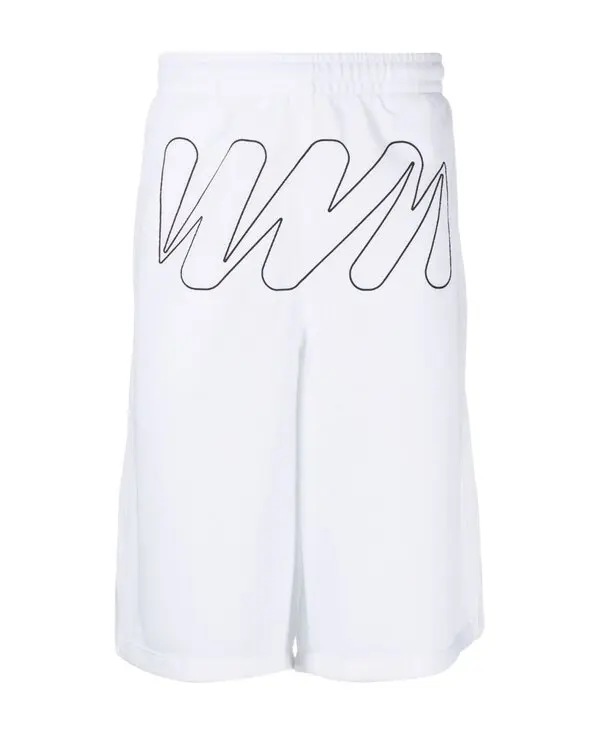 Off-White Wave Outl Diagonal Mesh Shorts - White