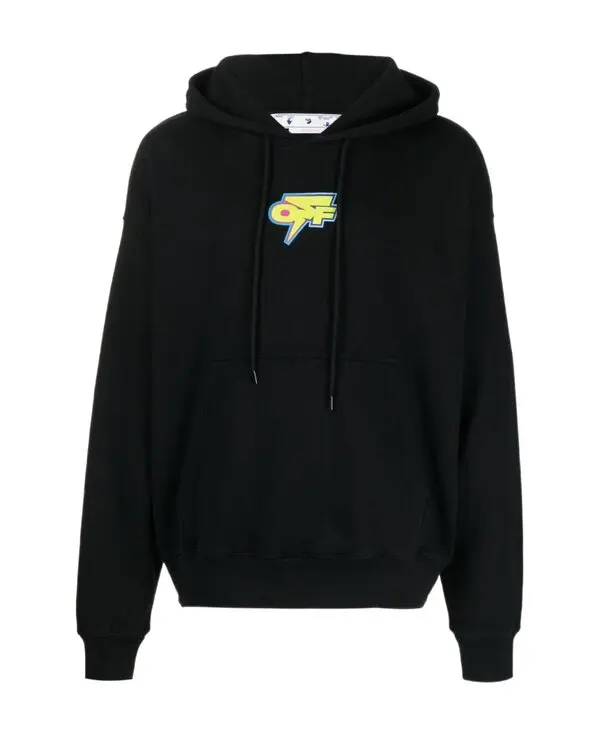 Off-White Thunder Print Skate Hoodie - Black