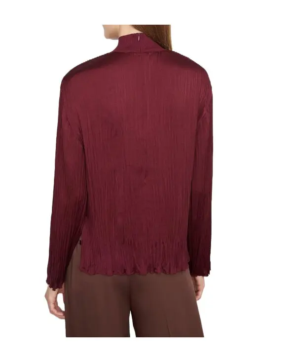 Vince Rib High Neckline Broken Satin Long-sleeved Blouse