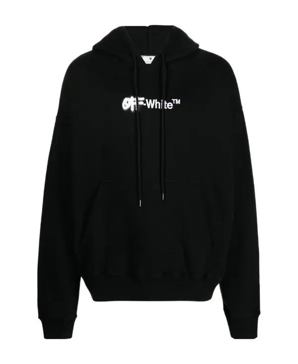 Off-White Spray Helvetica Logo-embroidered Hoodie - Black