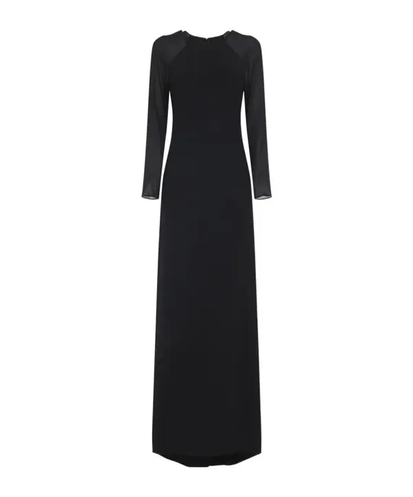 Alberta Ferretti Sheer Sleeved Cardy Long Dress - Black