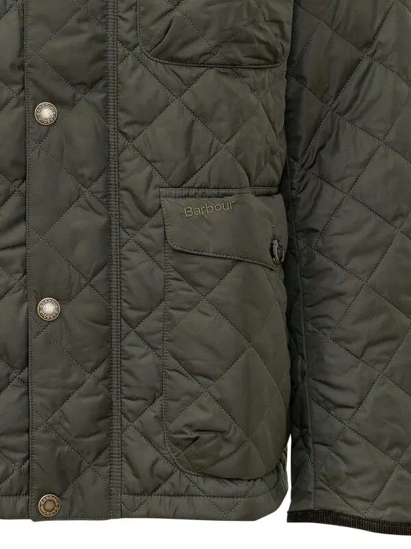 Barbour Quilted Jacket With Corduroy Collar - Green