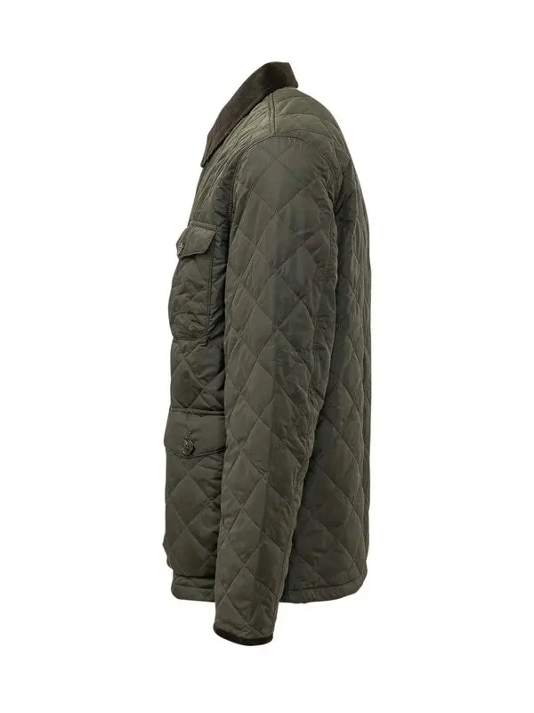 Barbour Quilted Jacket With Corduroy Collar - Green