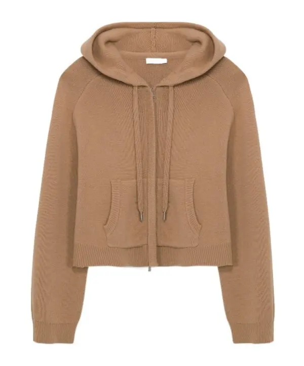 Simkhai Dakota Wool Cropped Hoodie - Camel