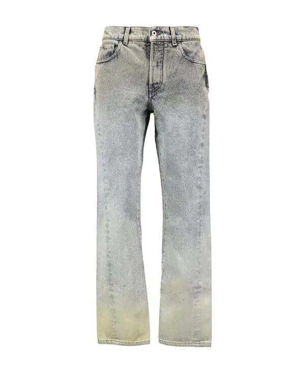 Off-White Washed Denim Straight-leg Jeans - Gray