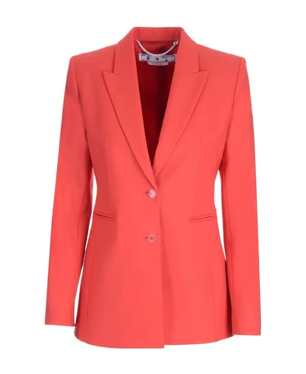 Off-White Notch Lapels Buttoned Blazer