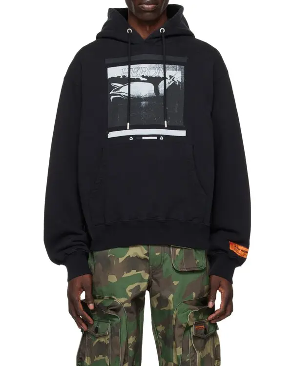 Heron Preston Graphic Printed Drawstring Hoodie