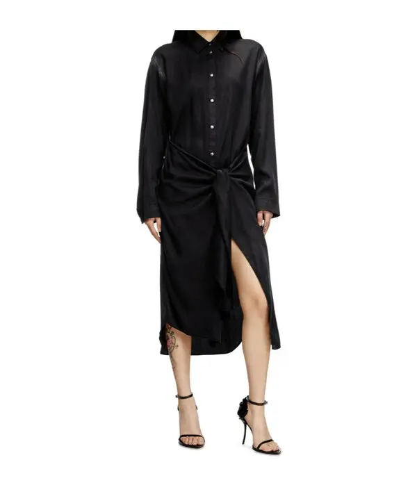 DIESEL® Long Sleeve Wrap Shirt Dress