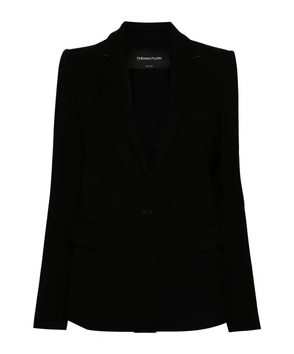 Fabiana Filippi Long-sleeved Suit Coat With Bead Chain Detail