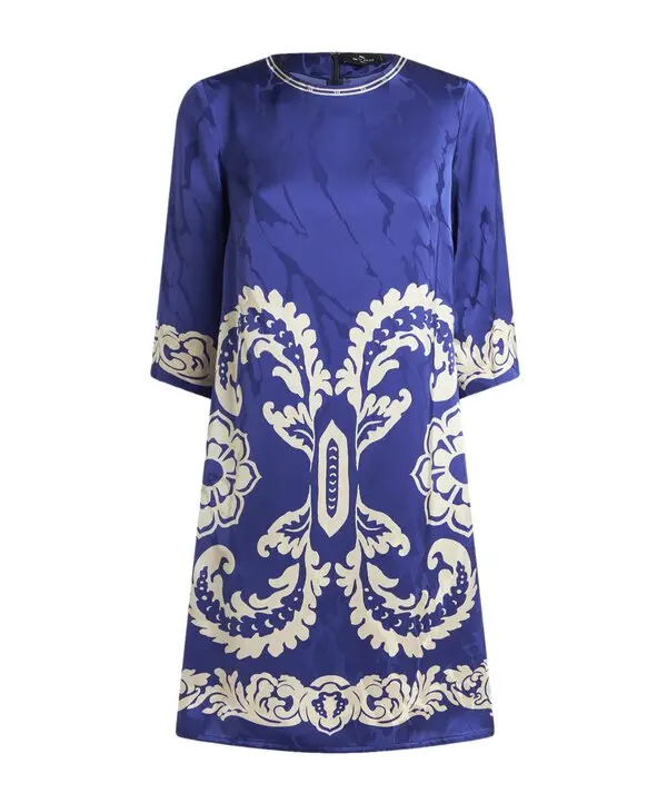 Etro Paisley Printed Crewneck Dress - Blue