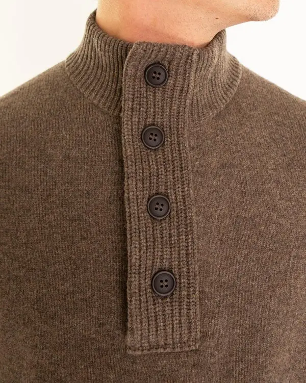 Barbour High-neck Half Buttoned Knit Jumper With Ribbed Details