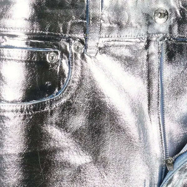 Rabanne Metallic Detailed Straight Leg Jeans - Light Blue / Silver