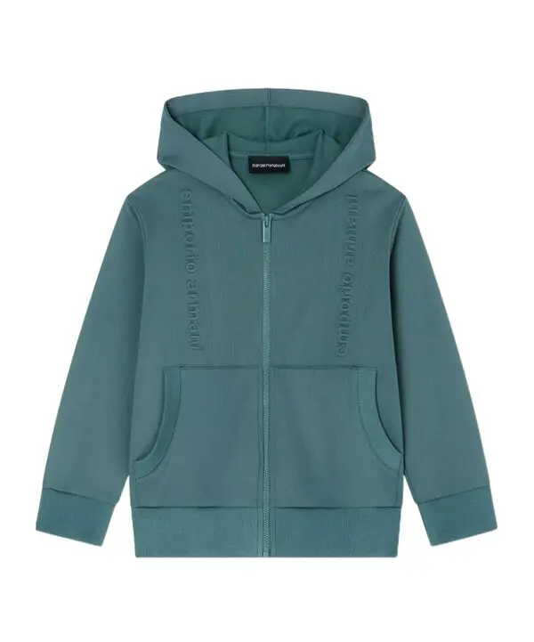 Emporio Armani Hooded Zip-up Sweatshirt With Embossed Logo Detail