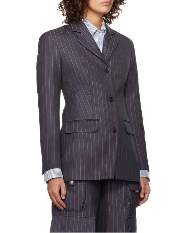 Off-White Striped Single-breasted Blazer