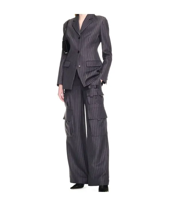 Off-White Striped Single-breasted Blazer