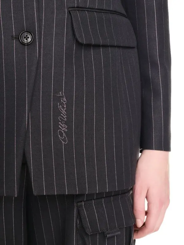 Off-White Striped Single-breasted Blazer