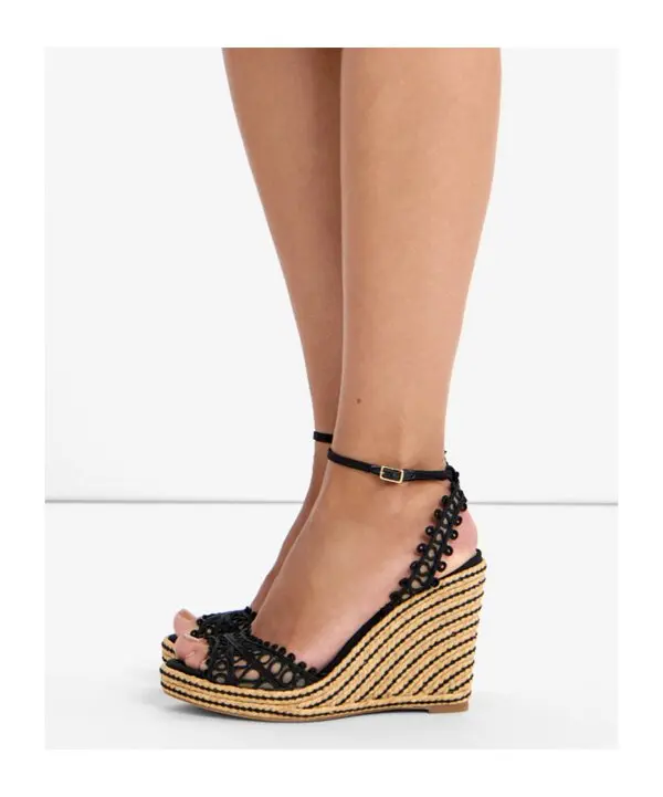 AQUAZZURA Embroidered Wedge Sandals
