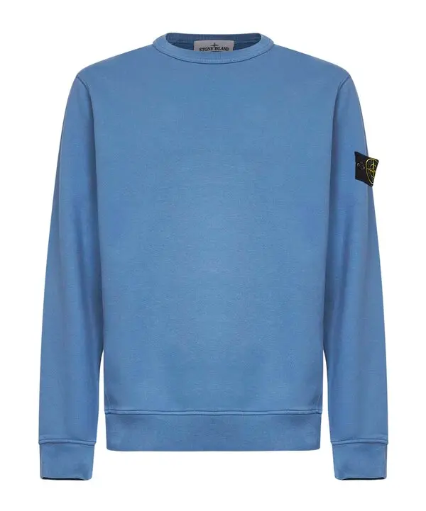 Stone Island Logo Patch Crewneck Sweatshirt - Blue