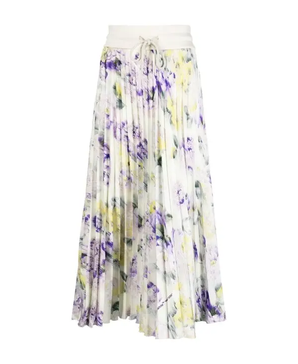 Off-White Drawstring Pleated Skirt