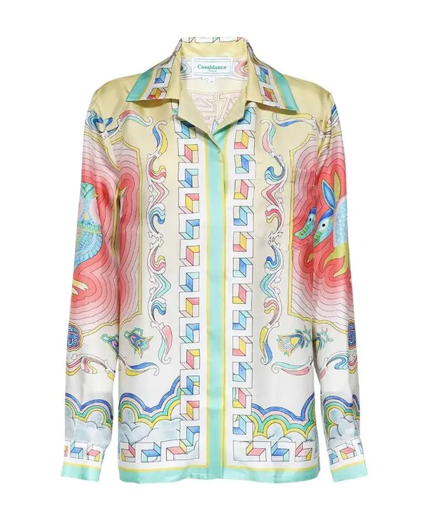 Casablanca Souvenir Printed Satin Shirt - Multicolor