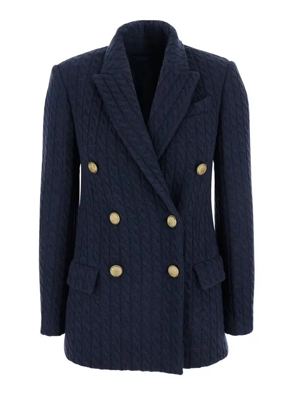 Brunello Cucinelli Double-breasted Knitted Blazer - Black