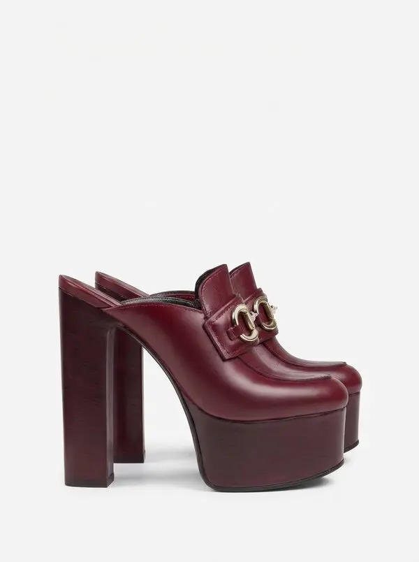 Gucci Platform Mule With Horsebit - Ancora Red