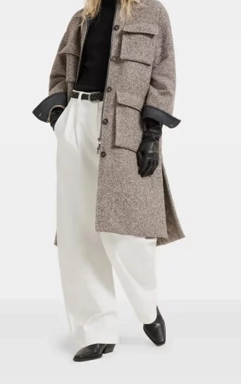 Brunello Cucinelli Mélange Diagonal Monili Embellished Coat