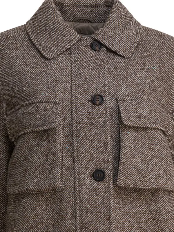 Brunello Cucinelli Mélange Diagonal Monili Embellished Coat