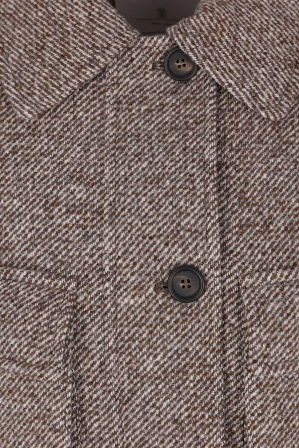 Brunello Cucinelli Mélange Diagonal Monili Embellished Coat