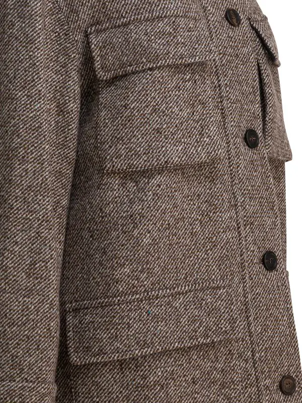 Brunello Cucinelli Mélange Diagonal Monili Embellished Coat