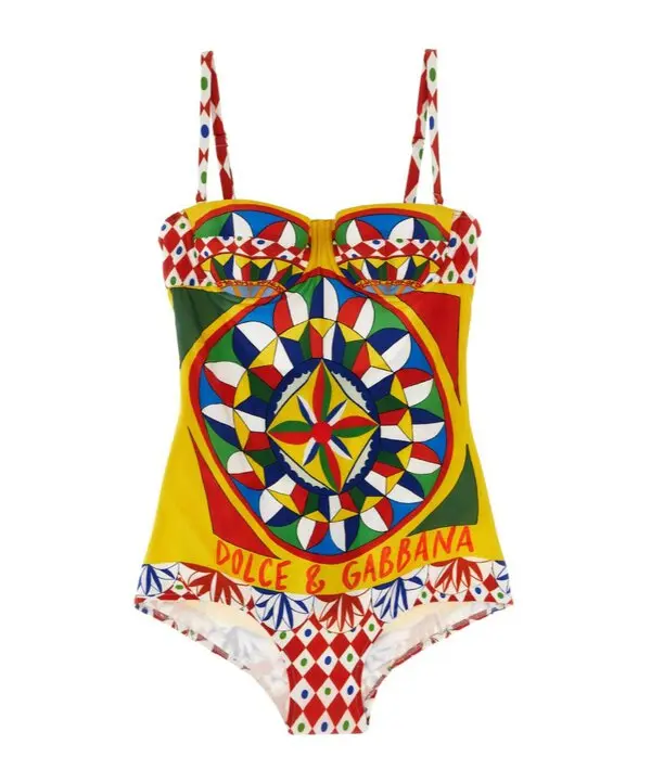 Dolce & Gabbana Dolce Gabbana Carretto-printed Balconette One-piece Swimsuit - Multicolor