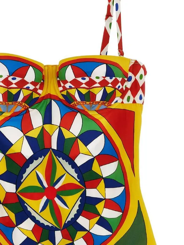 Dolce & Gabbana Dolce Gabbana Carretto-printed Balconette One-piece Swimsuit