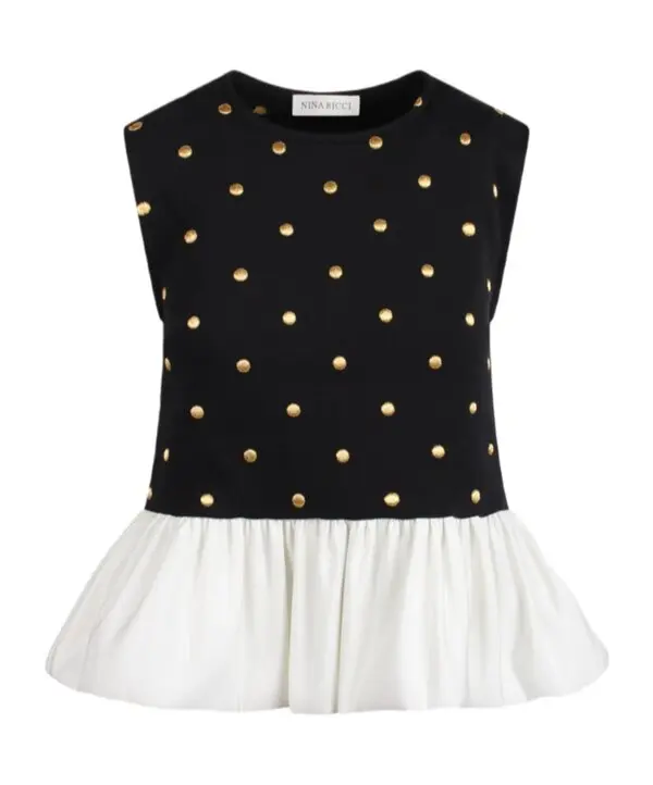 Nina Ricci Polka Dot Peplum Top
