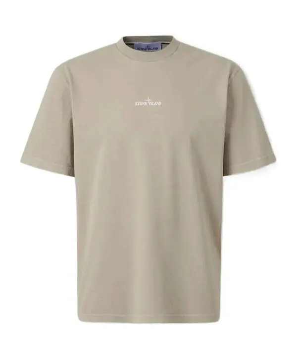 Stone Island Logo Printed Crewneck T-shirt - Desert