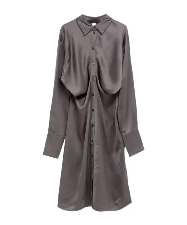 TOTEME Long Sleeve Buttoned Midi Shirt Dress
