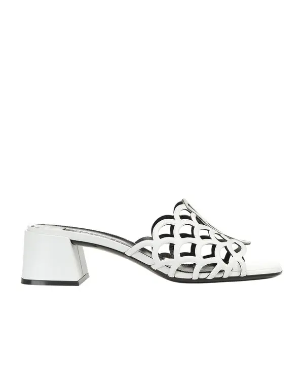 SERGIO ROSSI Square-headed High-heeled Sandals - White