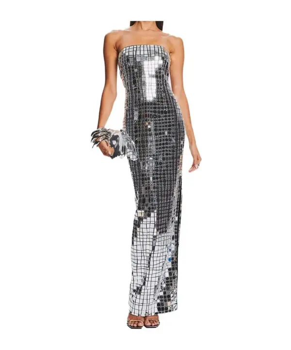 Retrofete Imani Metallic Strapless Gown