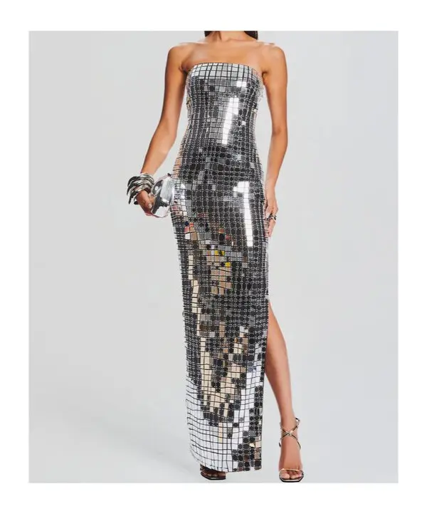 Retrofete Imani Metallic Strapless Gown