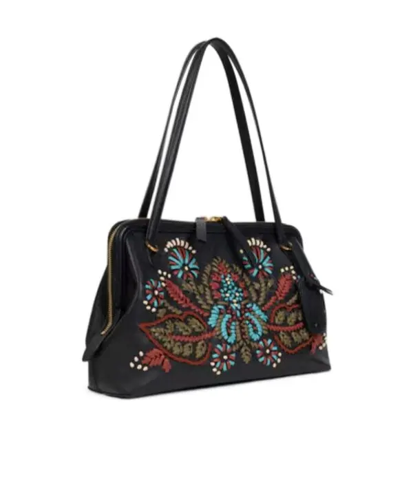 Etro Medium Leather Bag With Embroidery