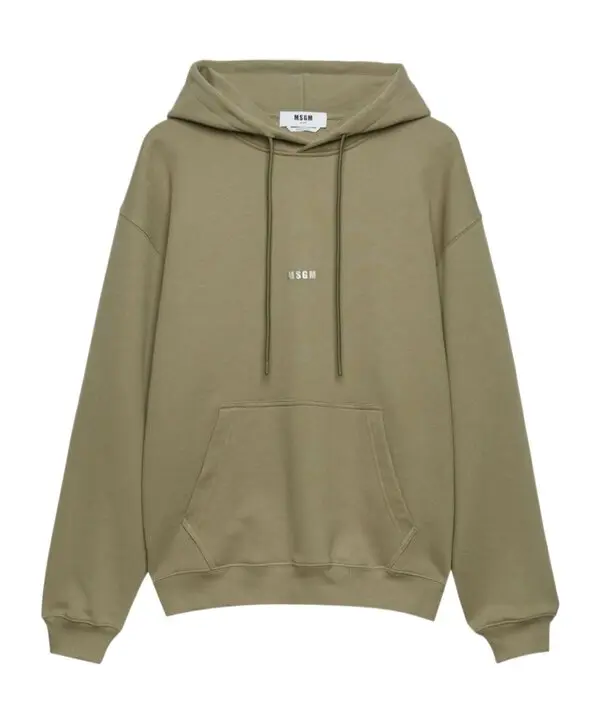 MSGM Logo Printed Drawstring Hoodie - Gray