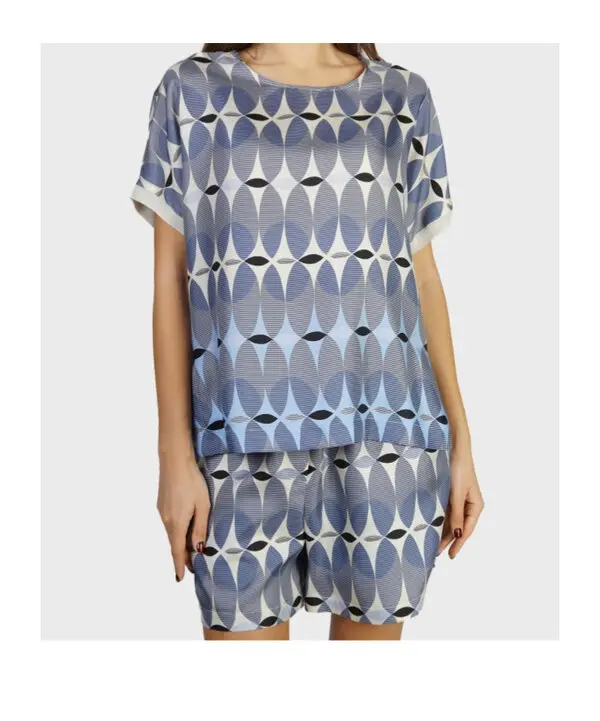 Lorena Antoniazzi Geometric Print Silk T-shirt - Gray