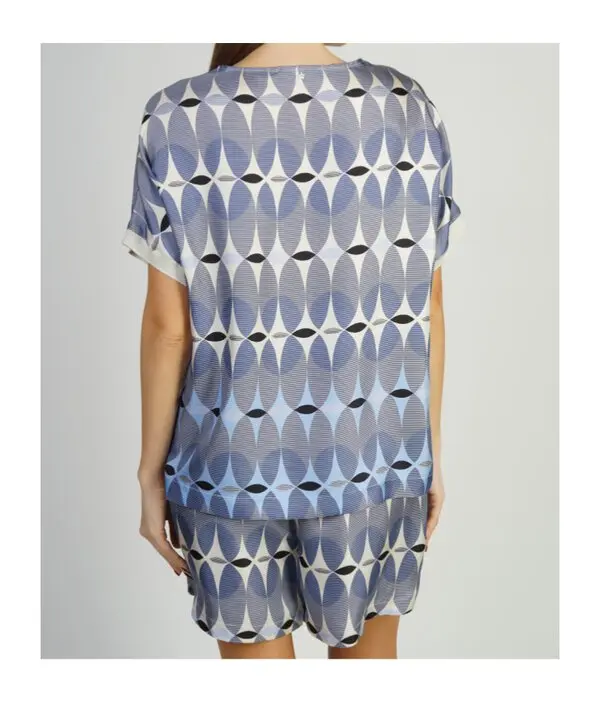 Lorena Antoniazzi Geometric Print Silk T-shirt - Gray
